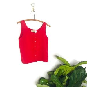 Vintage | Tops | Vintage Retro 9s Sweater Button Up Crop Tank | Poshmark